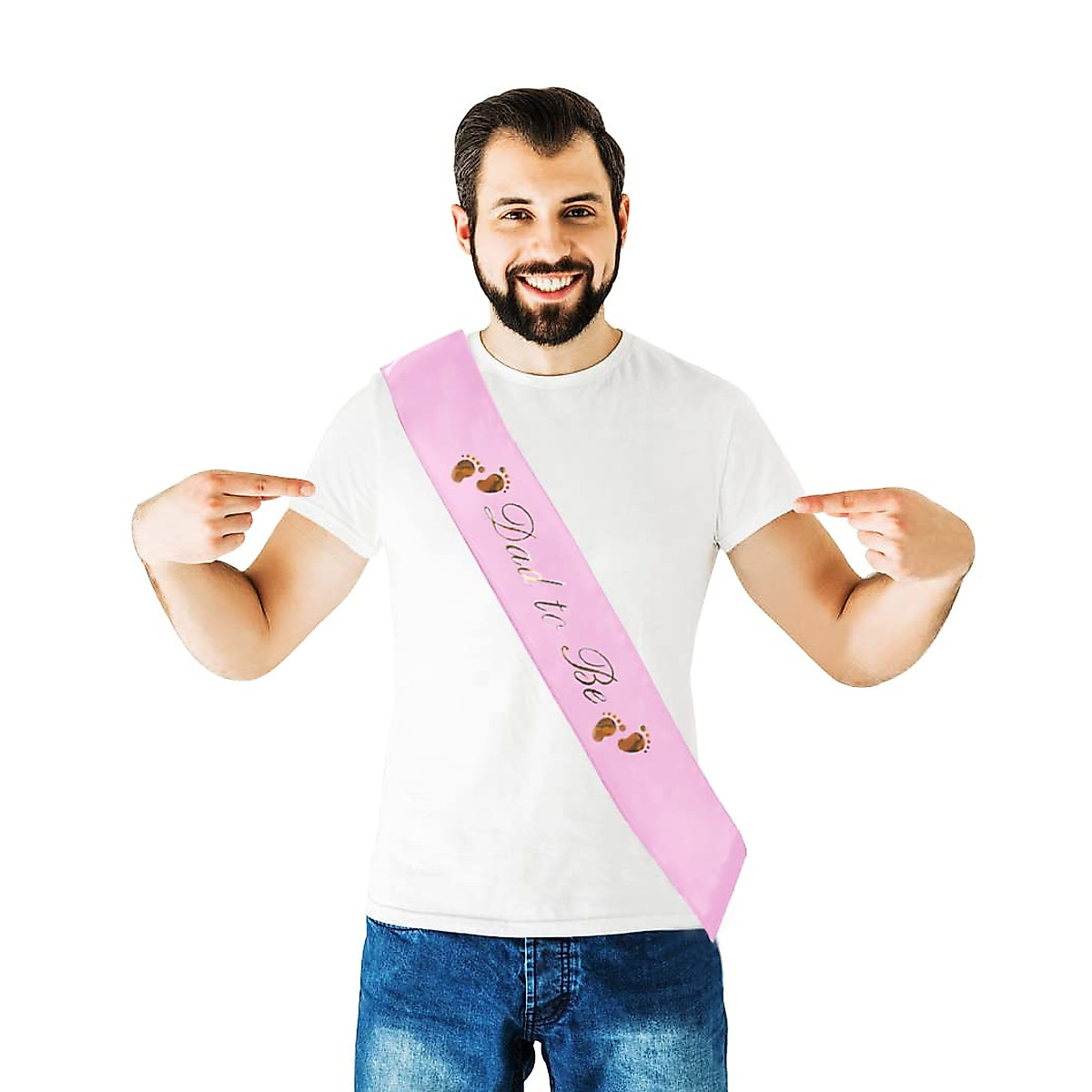 Dad to Be & Mom to Be Sash for Baby Shower - Pink with Gold Letters Dad and Mom to Be Sash Baby Shower | Girl Baby Shower Sash Father Mother Decorations Gender Reveal Belly Sash New Princess Favor