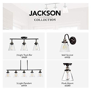 Globe Electric 59629 Jackson 3 Track Lighting, Dark Bronze, Antique Brass Accents
