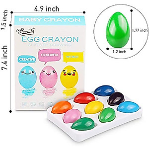 Crayons for Toddlers, Palm Grip Crayons Set 9 Colors Non Toxic Crayons Washable Paint Crayons Stackable Toys for Kids, Baby, Children, Boys and Girls(Egg-Shaped)