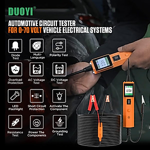 Power Circuit Probe Tester with Extra 20Ft Extension Cable Continuity/Polarity Circuit Tester AC&DC Voltage Tester Resistance/Diode Electrical Tester Buzzer Prompt Circuit Breaker Finder for 0-65V