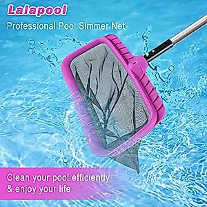 Professional Luxury Pool Skimmer/Pool Cleaner, Pool Leaf Net & Heavy Duty Reinforced Swimming Pool Deep-Bag Rake Net,Fine Mesh Net, for Outdoor & Indoor Swimming Pools,Hot Tub and Spas (Purple)