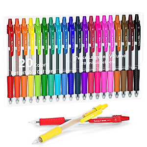 Colored Gel Pens, Lineon 20 Colors Retractable Gel Ink Pens with Grip, Medium Point(0.7mm) Smooth Writing Pens Perfect for Adults and Kids Journal Notebook Planner, Writing in Office and School
