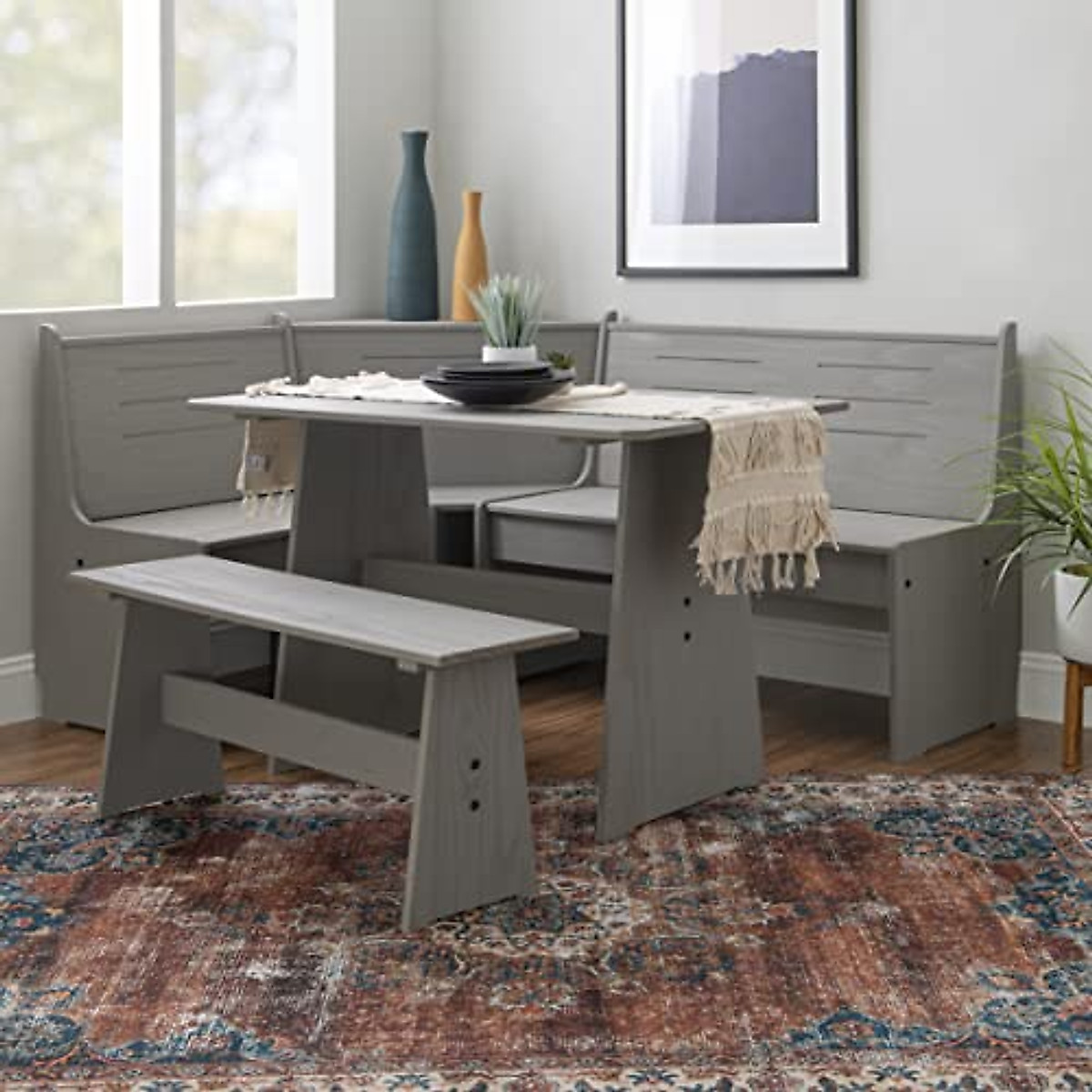 Linon Home Decor Products Grey Corner Dining Set by Linon Leyton Nook