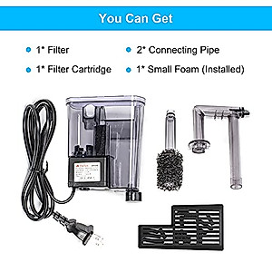 DaToo Aquarium Hang On Filter Small Fish Tank Hanging Filter Power Waterfall Filtration System