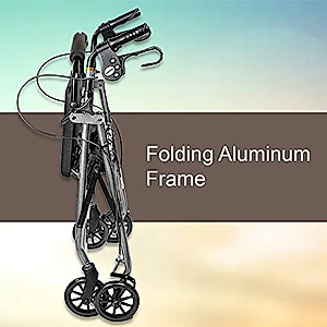 McKesson Rollator Walker with Seat and Wheels, Lightweight, Aluminum, 300 lbs Weight Capacity, Silver, 1 Count