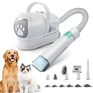 8VR Dog Grooming Kit, Pet Grooming Vacuum with Pet Clipper Nail Grinder, Dog Hair Vacuum with 6 Pet Grooming Tools for Dogs Cats Shedding Grooming