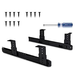 Yogui Home Living YHL Under Desk Keyboard Tray Slides Hardware (Without Tray) | 14 Inch Black Slide Adjustable Height Ball Bearing Drawer Mounting Rails with Screwdriver