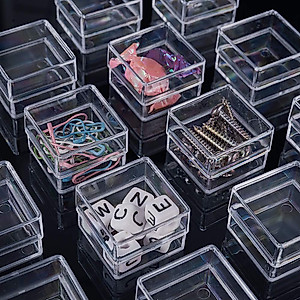 BENECREAT 16 Pack Square High Transparency Plastic Bead Storage Containers Box Case for beauty supplies,Tiny Bead,Jewerlry Findings, and Other Small Items - 1.18x1.18x0.86 Inches