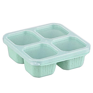 Guaber Multicolored Compartmental Food Storage Container, Reusable Meal Preparation, 4-Compartment Snacks Box, Plastic, Green, Flip Top, 16.5x15.5x5.5cm/6.49x6.10x2.16inch