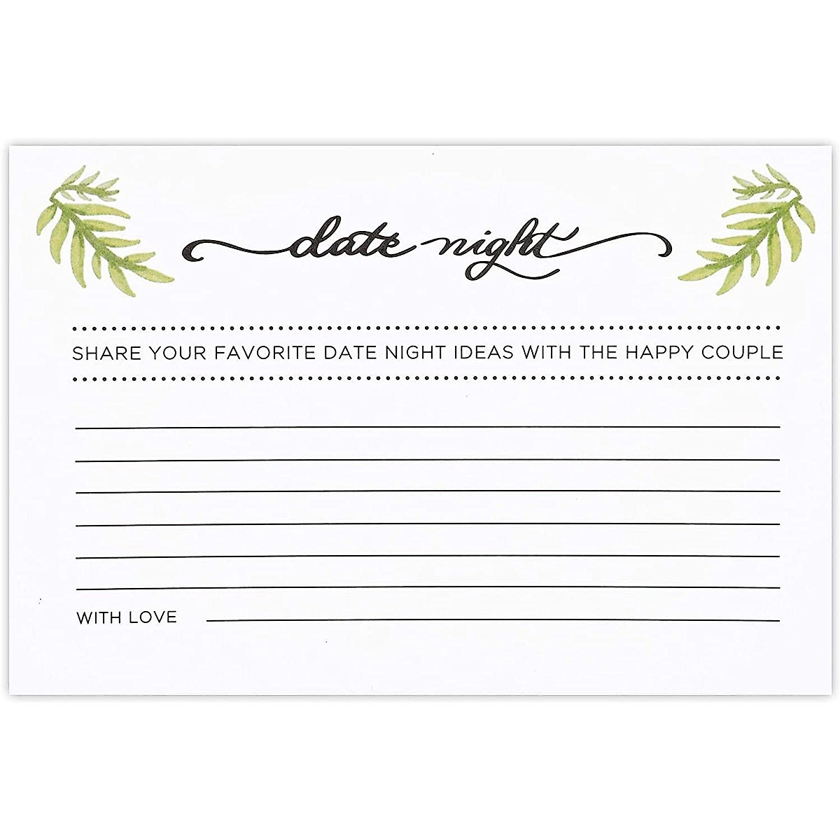 Paper Junkie Date Night Idea Cards for Bridal Shower and Wedding (4 x 6 Inches, 100-Pack)
