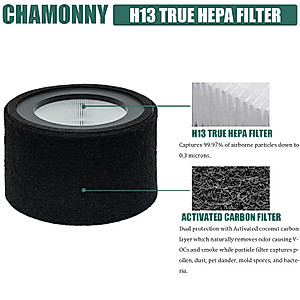 CHAMONNY EE-5068 Filter Replacement, Compatible with Crane EE-5068 and Etery jt-8115m Air Purifiers, 3-in-1 H13 True HEPA Filter and Activated Carbon Filter, Part# HS-1946, 2 Pack