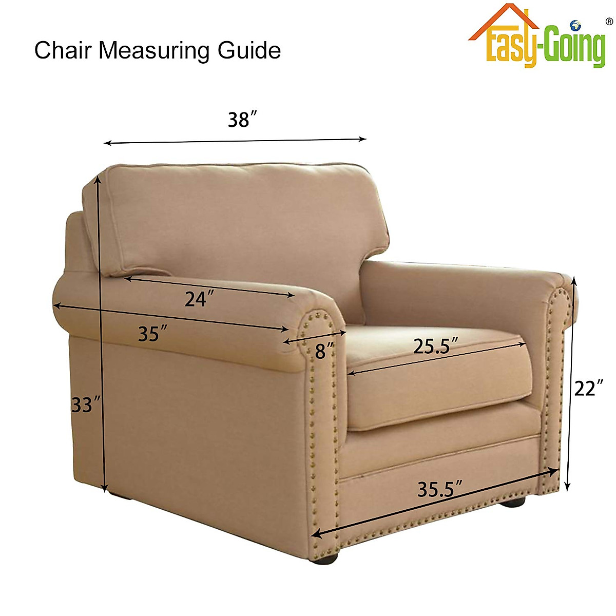 Easy-Going Stretch Chair Sofa Slipcover 1-Piece Couch Sofa Cover Furniture Protector Soft with Elastic Bottom for Kids, Pet. Spandex Jacquard Fabric Small Checks (Chair, Navy)