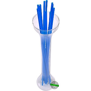 Made in USA Pack of 250 Unwrapped BPA-Free Plastic Slim Extra Long Drinking Straws (Blue - 18" X 0.21")