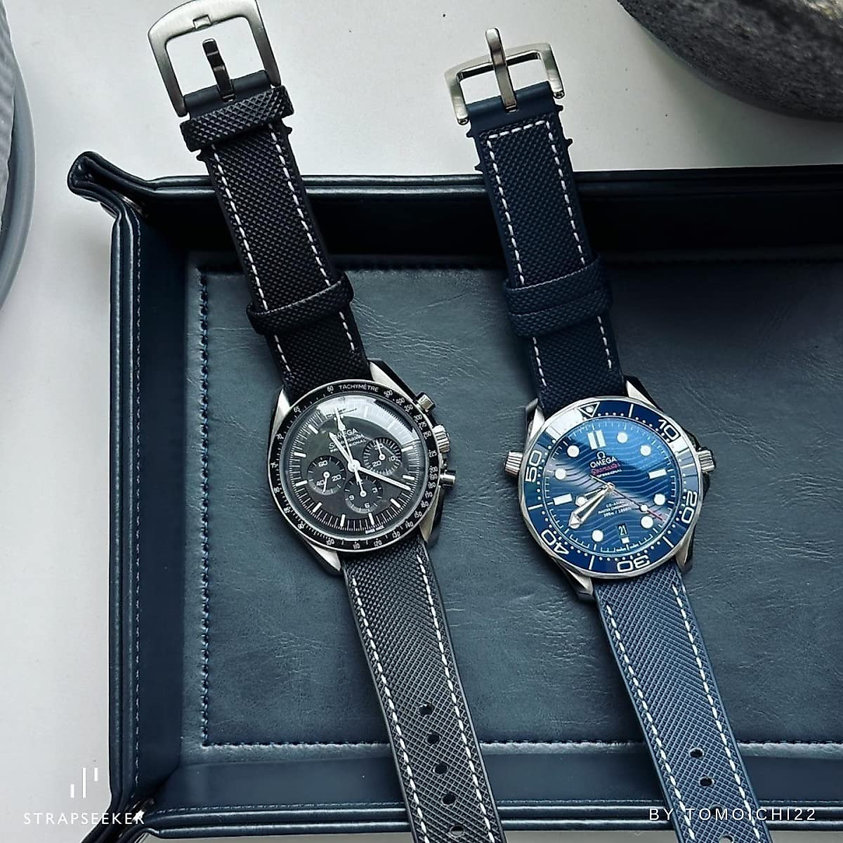 Strapseeker Theo Hybrid Nylon & FKM Rubber Performance Watch Band Replacement Watch Bands Quality Waterproof Watch Straps for Men & Women Deployment Clasp Pin Buckle Compatible with Most Watches