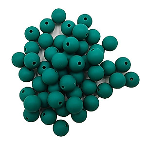 50pcs Emerald Color Silicone Round Beads Sensory 15mm Silicone Pearl Bead Bulk Mom Necklace DIY Jewelry Making Decoration