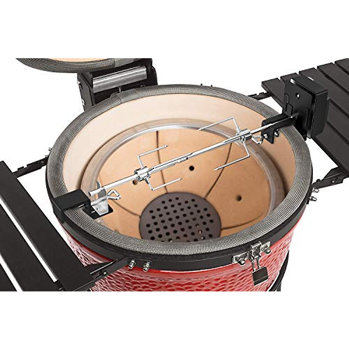 Skyflame Stainless Steel Rotisserie Kit with Heavy Duty Rotisery Motor & Accessories - Compatible with Large BGE | Kamado Joe | Pit Boss & Other Outer Diameter 21.5"-23", 28"-29.5" Ceramic Grill
