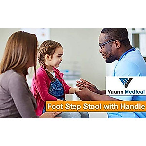 Vaunn Medical Foot Step Stool with Handle and Anti Skid Rubber Platform, Lightweight and Sturdy Stool for Children, Adults and Seniors, Chrome