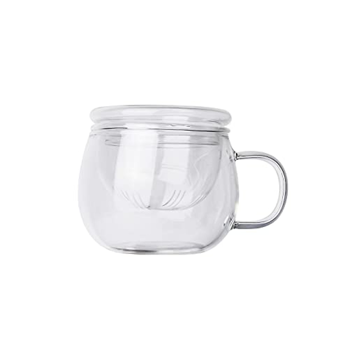 HOVOL Tea Mug with Infuser and Lid - 13.5oz Heat Resistant Borosilicate Glass, Clear Teacup with Strainer for Loose Leaf Tea, Blooming Tea, and Tea Bags - Ideal for Tea Lovers