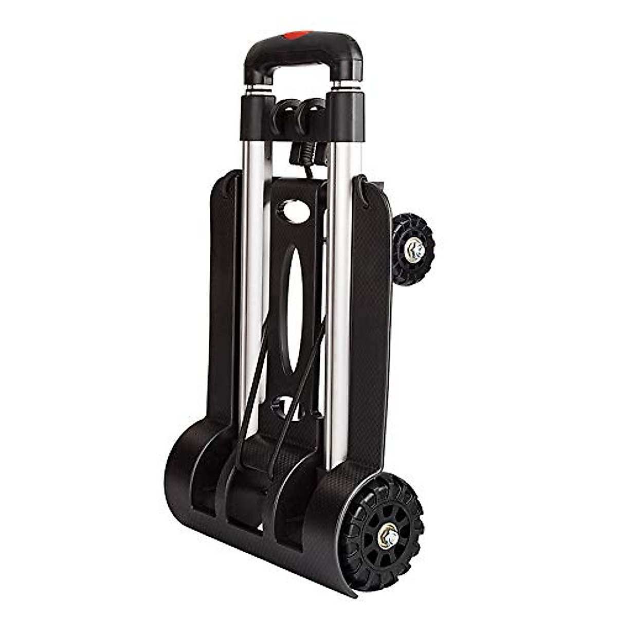 Falytemow Compact Folding Hand Truck Dolly 110 lbs Capacity 4 Wheels Portable Utility Moving Shopping Cart Fold up Trolley Adjustable and Lightweight for Luggage Personal Travel Moving and Office Use