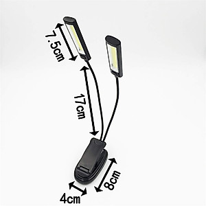 Toxz Mini Portable LED Double Arms Desk Table Lamp with Flexible Clip,Battery/USB Powered,Reading Book Light,Adjustable Brightness,Protect Eyes