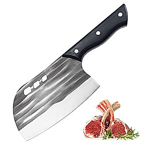 TJ POP Meat Cleaver 6.6 inches, Ultra Sharp Chinese Cleaver Knife, Full-tang Chopping Knife 30Cr13 Steel Blade Thickness 2.2 mm, Classic Manual Forging Series HP01008