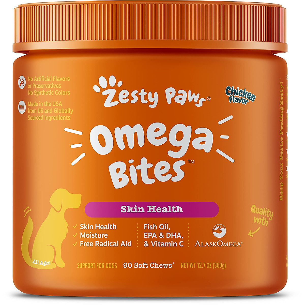 Omega 3 Alaskan Fish Oil Chew Treats for Dogs - with AlaskOmega for EPA & DHA + Glucosamine for Dogs - Hip & Joint Health Soft Chews with Chondroitin & MSM