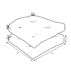 Pillow Perfect Tory Solid Indoor/Outdoor Reversible Patio Chairpad with Ties Weather and Fade Resistant, 15.5" x 16", Ivory, 2 Count