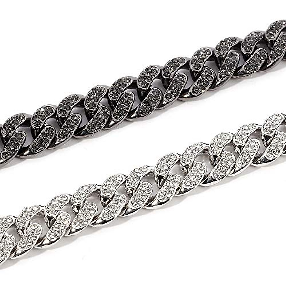 rongji jewelry Cuban Link Necklace for Men - Hip Hop Necklace Iced Out with Bling Rhinestones, Fashion Accessory for Hip Hop Lovers