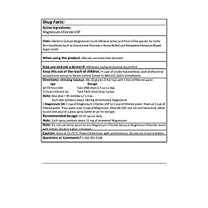 Greenway Biotech Magnesium Chloride USP Supplement 100% Edible Cloruro de Magnesio Comestible Powder (Pharmaceutical Grade) - 1 Pound