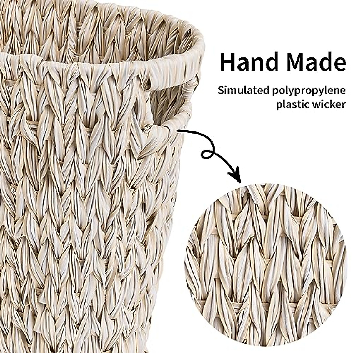 GRANNY SAYS Wicker Trash Can, Waterproof Bathroom Trash Can, Wicker Waste Basket for Bathroom, Decorative Boho Trash Can, Waste Basket for Bedroom, Office, 19 Liters/5 Gallons