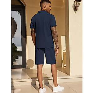 COOFANDY Men's Polo Shirt and Shorts Set 2 Piece Outfits Fashion Summer Tracksuits Short Sleeve Casual Polo Suit