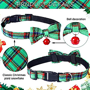 4 Pieces Christmas Dog Bandanas and Collars Set Xmas Christmas Classic Plaid Dog Neck Tie Triangle Bib Scarf Kerchief Adjustable PET Bow Tie with Safety Bell PET Costume for Cat Dog (L, Classic Style)