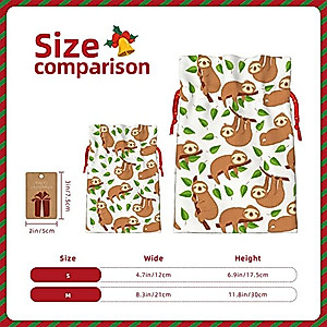 Drawstrings Christmas Gift Bags Sloth-Cute-Tree Presents Wrapping Bags Xmas Gift Wrapping Sacks Pouches Medium