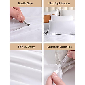 Tokokimo Sunflower Duvet Cover Queen Size White Floral Duvet Cover Set for Women Girl 1 Duvet Cover with 2 Pillowcases, Queen Size