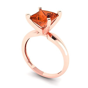 Clara Pucci 2.5 ct Princess Cut Solitaire Red Simulated Diamond Engagement Bridal Promise Anniversary Ring in 18K Rose Gold Size 3.5
