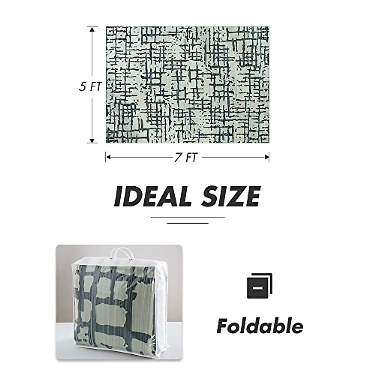 RESARE-Area Rug 5x7 ft-Neutral Modern Carpet Rug for Living Room Bedroom Dining Room-Machine Washable Beige Area Rug for Decor Decoration