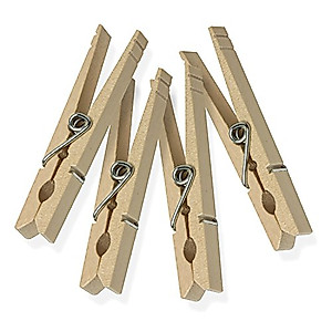 Brabantia Lift-o-Matic Rotary Dryer, 197 Feet, Metallic Gray & Honey-Can-Do DRY-01375 Wood Clothespins with Spring, 50-Pack, 3.3-inches Length,Brown