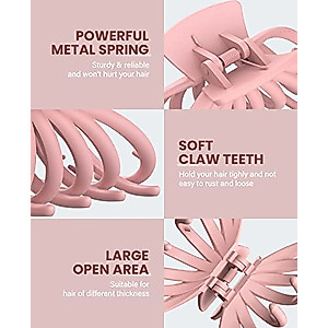 Hair Clips for Women - OPAUL Matte Nonslip Large Hair Claw Clips for Thick and Thin Hair, 4.7 Inch Strong Hold Big Hair Clips Fashion Hair Styling Accessories Christmas Gifts for Women Girls (4 Pack)