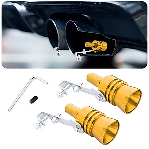 Salior 2PCS Car Turbo Whistle - Universal Turbo Sound Exhaust Muffler Pipe Whistle Muffler - Aluminum Alloy Turbo Exhaust Whistle for Car Truck SUV Motorcycle (Gold/2pcs), 3.13x1.32x1.32 inch