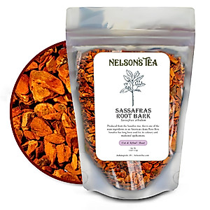 Nelson's Tea - Sassafras Root Bark - Cut & Sifted Sassafras Root Beer Flavor - Sassafras Albidum (4 Oz)