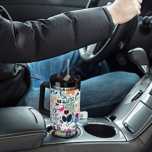 Yasala Car Tumbler with Handle Fairytale Forest Unicorn Travel Mug Coffee Cup Insulated Beverage Container Mega Cup for Hot Cold Drinking Thermos Water Bottle Cupholder Friendly 40 oz