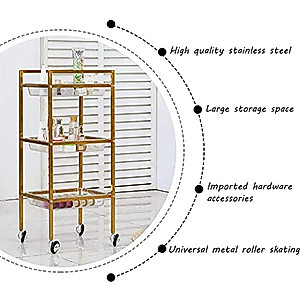 Utility Cart Lab Serving Cart, Medical Cart 3 Shelf Large Beauty Salon Trolley Cart Spa Storage Tray Therapy Dentist Hairdresser Treatments, Stainless Steel Tray Trolley,Care Dressing Medical Cart (C