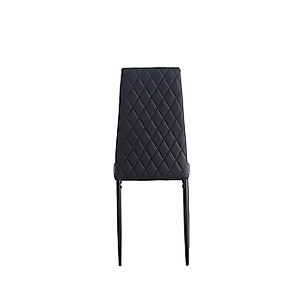 FIQHOME 5-Piece, Black Tempered Glass Kitchen Faux Leather Padded, Contemporary Room 4, Family Dining Table & Chair Set