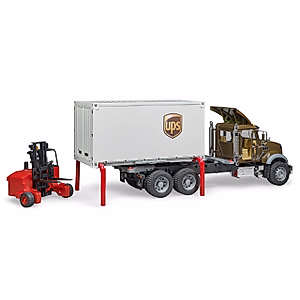 Bruder 02828 Mack Granite Ups Logistics Truck with Forklift Vehicles - Toys
