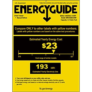 Midea MRC04M3AWW, White 3.5 cu. ft. Mini Freezer, Cubic Feet