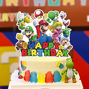 Mario Cake Topper Decorations Mario Happy Birthday Party Supplies for Kids Party Favors