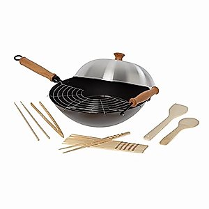 Joyce Chen 22-9938, Pro Chef 14 Inch 10 Piece Excalibur Non-Stick Wok Set