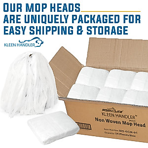 KLEEN HANDLER Bulk Disposable Cut-End Mop Head Non-Woven, Commercial Grade Replacement Mop Head (24 Case Pack)
