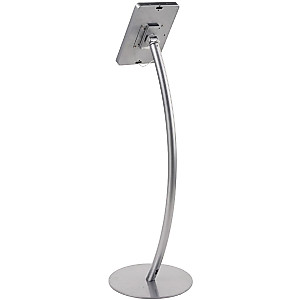 iPad Kiosk Display Stand for Floor, Curved Post, Rotating and Tilting, Locking Enclosure - iPad 2, 3, 4 and Air, Hidden Home Button