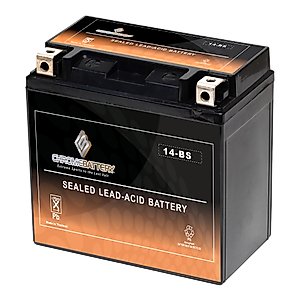 Chrome Battery YTX14-BS ATV Battery- Rechargeable, Factory sealed, Replacement for Honda TRX 500 420 450 350 300 Rubicon Foreman Rancher